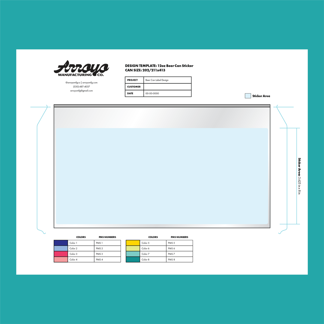12oz Beer Can Label Sticker - Artwork Template, Free Download – Arroyo ...