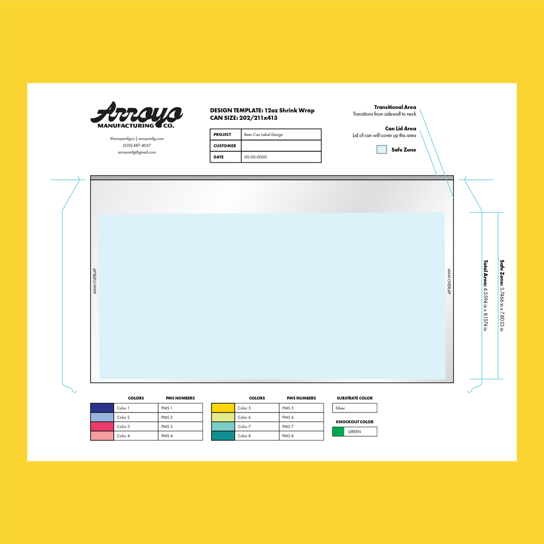 12oz Beer Can Label - Shrink Wrap Artwork Template, Free Download ...